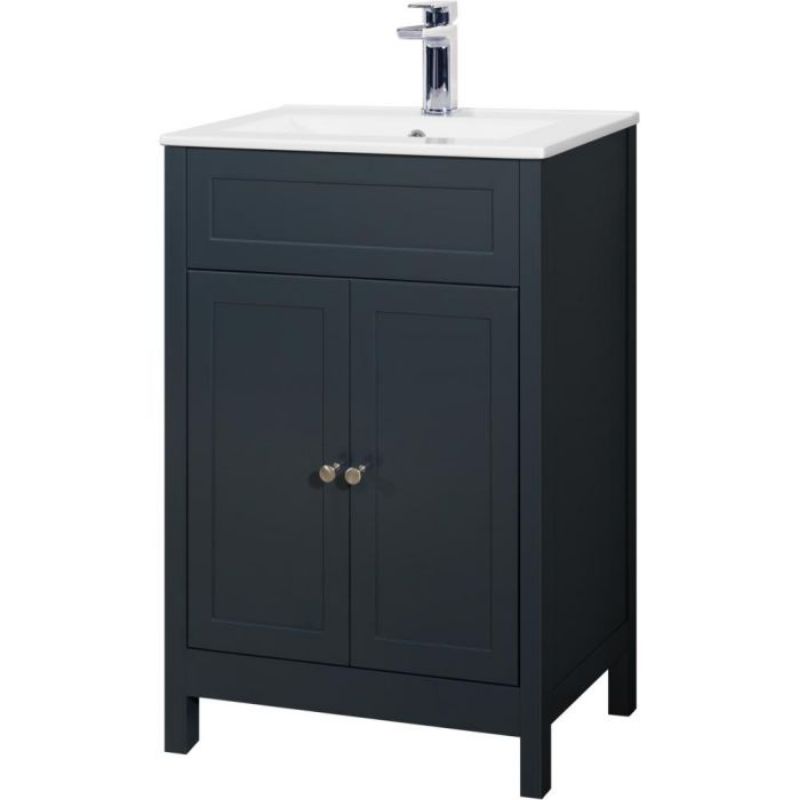 Topline Doyles.Turin Floor Standing 2 Door Unit & Basin (Anthracite) - 60cm