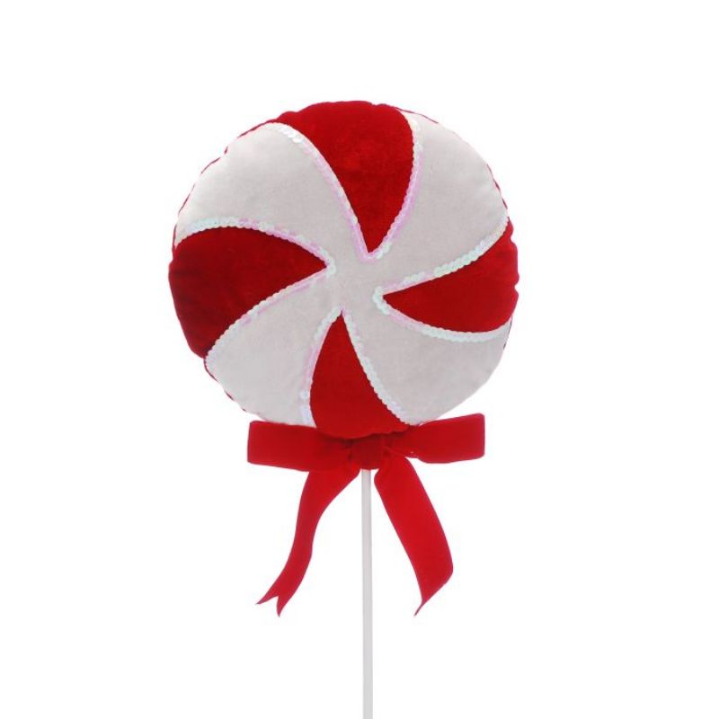 Topline Doyles.40cm Fabric Red And White Candy Cane Pick